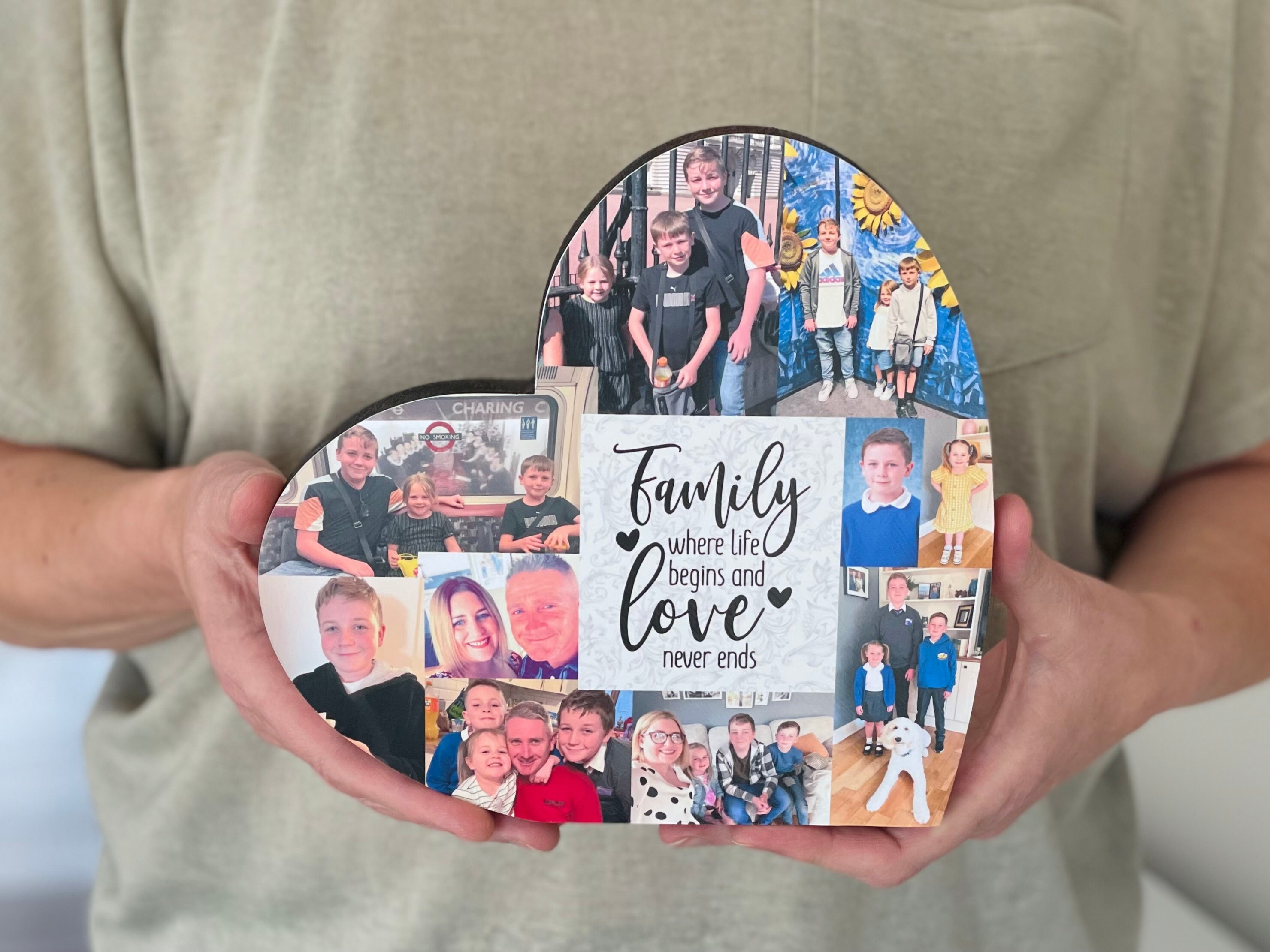 20cm Heart Photo Collage Family Quote - Etsy UK