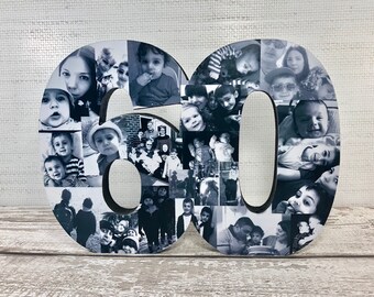 Freestanding Double Photo Number Photo Collage Birthday | Etsy UK