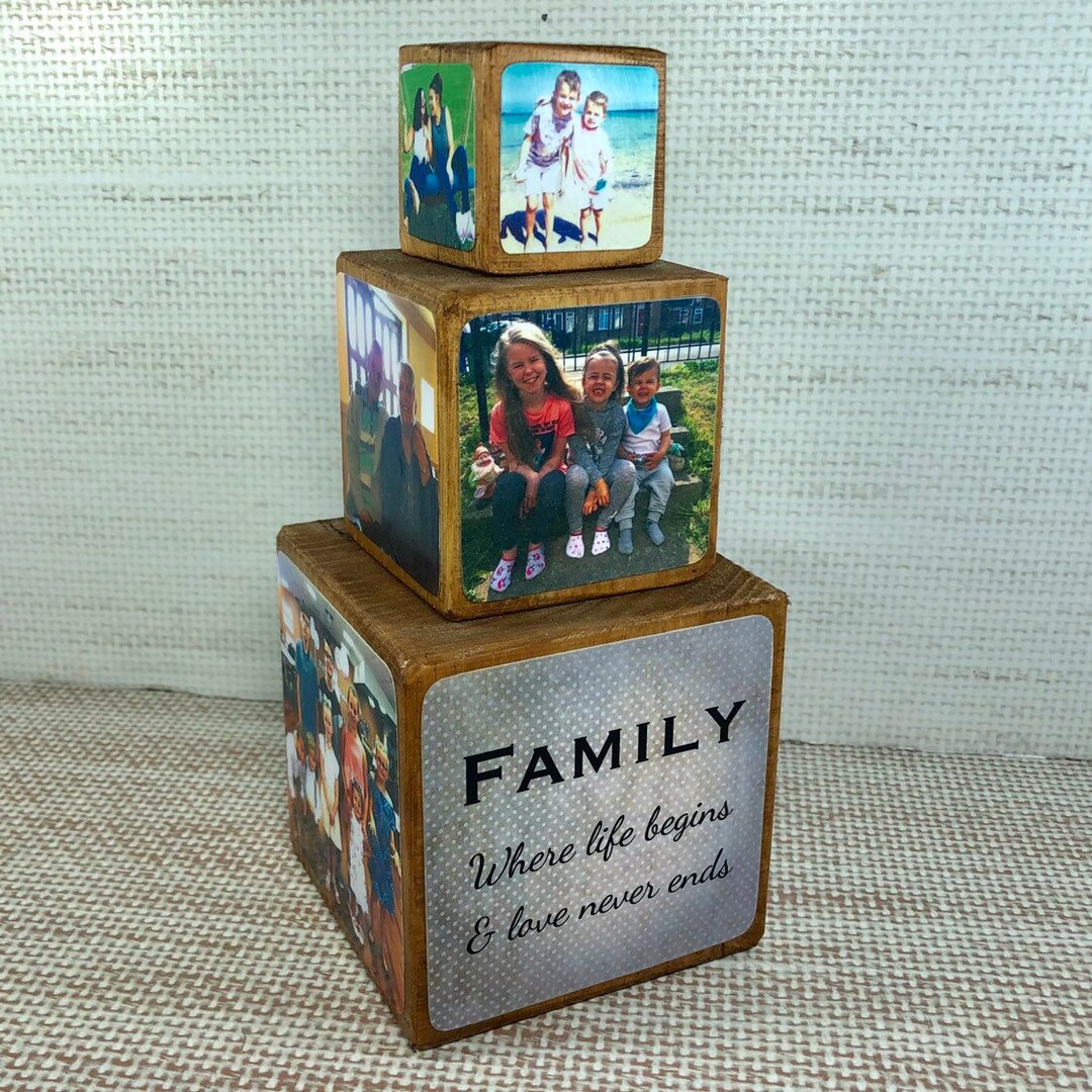 Stacking Photo Cubes, Set of 3 Cubes, Where Life Begins, Family Gift ...