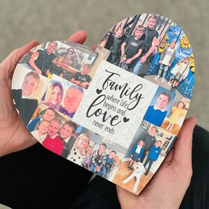 20cm Heart Photo Collage Family Quote - Etsy UK