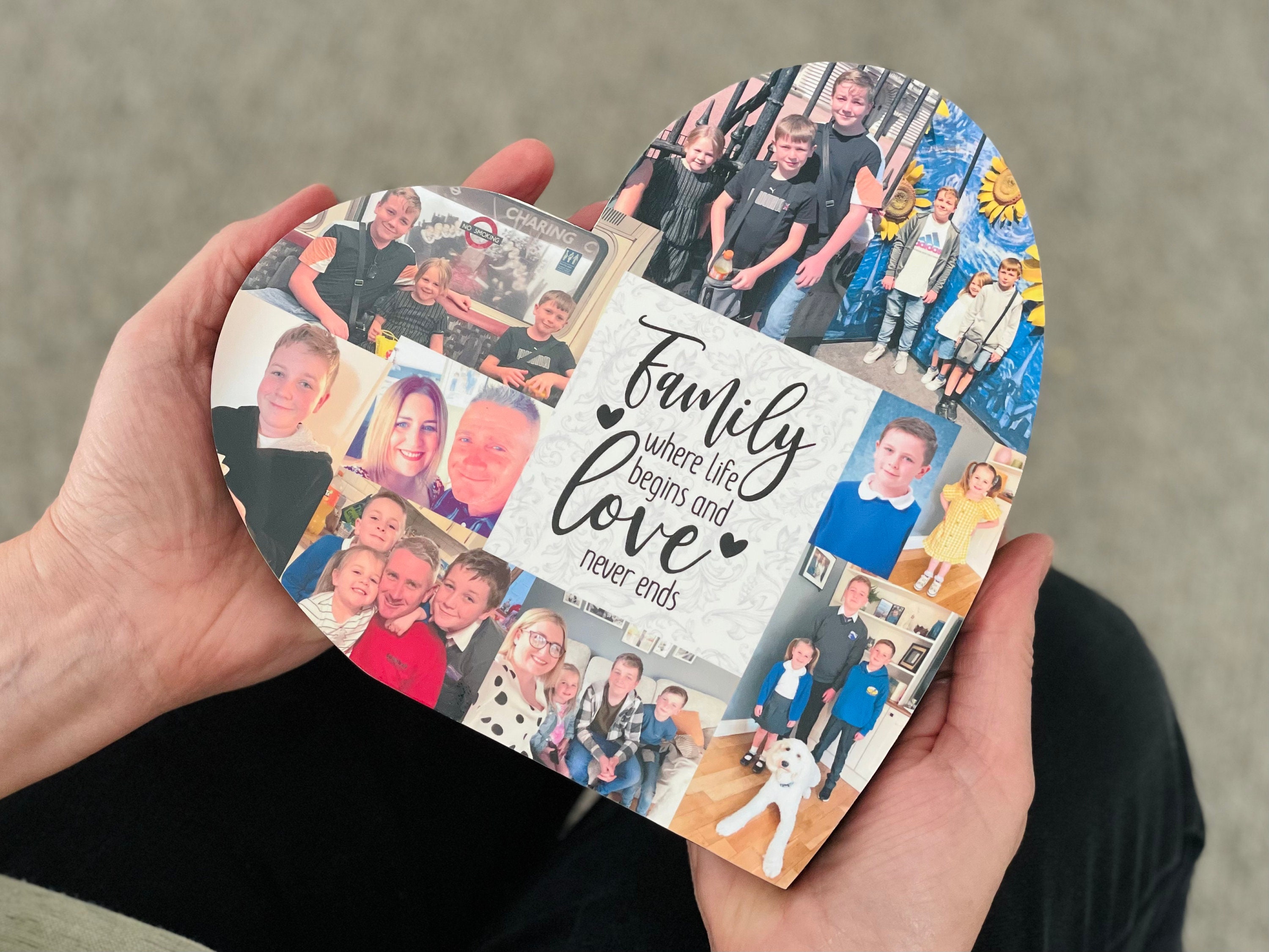 20cm Heart Photo Collage Family Quote - Etsy UK