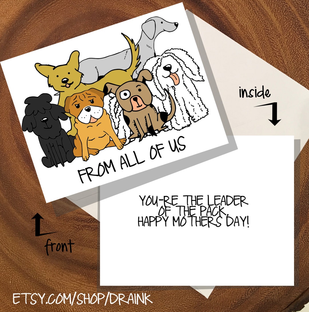 Dog Pack Mother's Day Greeting Card / Punny Mother's Day / Cute Puppies ...