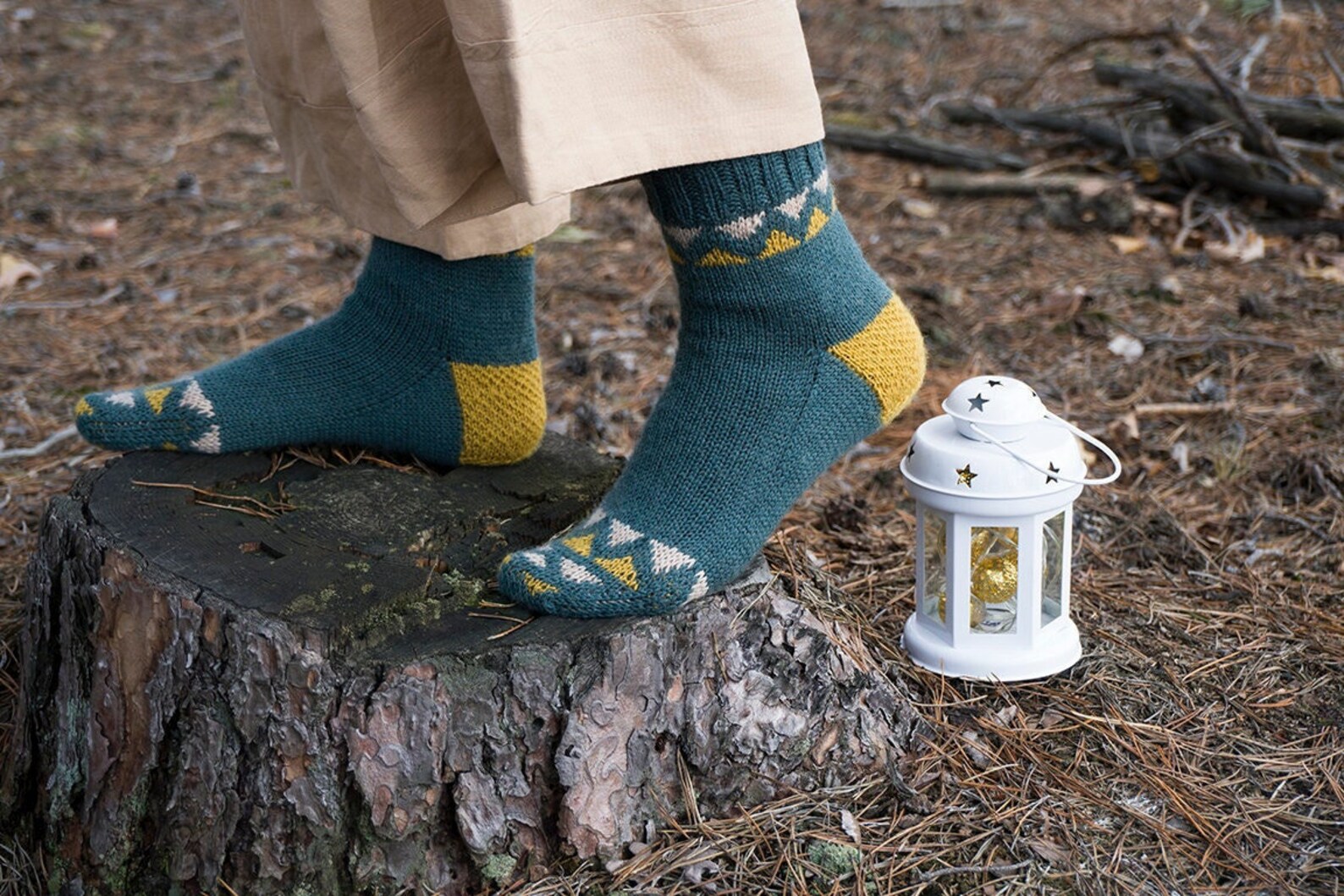 Easy Colorwork Knit Socks Pattern Beginner Socks Pattern Woodland Socks ...