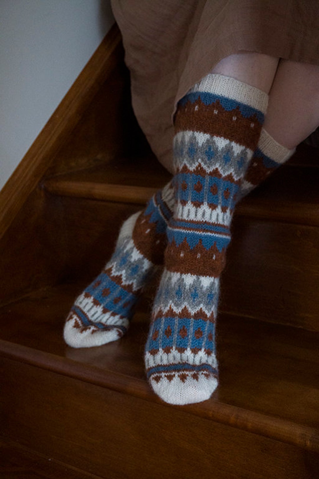 Knit Socks Pattern Easy Colorwork Socks Pattern Beginner Socks Pattern ...