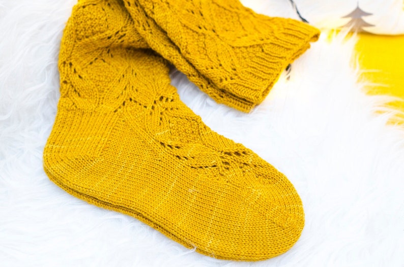 Knitting Pattern PDF - Mustard Knee-socks Women Knitting Pattern Socks ...