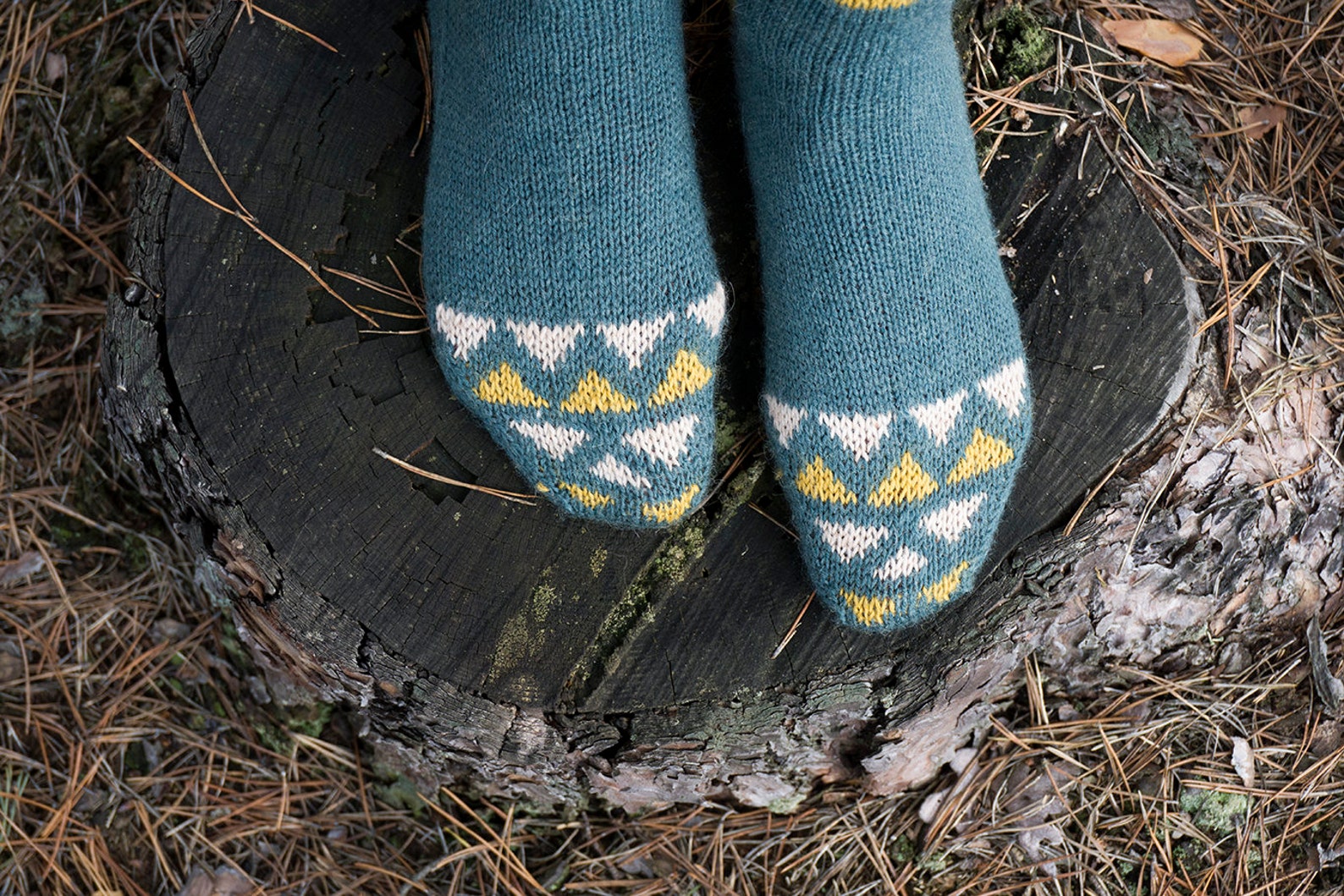 Easy Colorwork Knit Socks Pattern Beginner Socks Pattern Woodland Socks ...