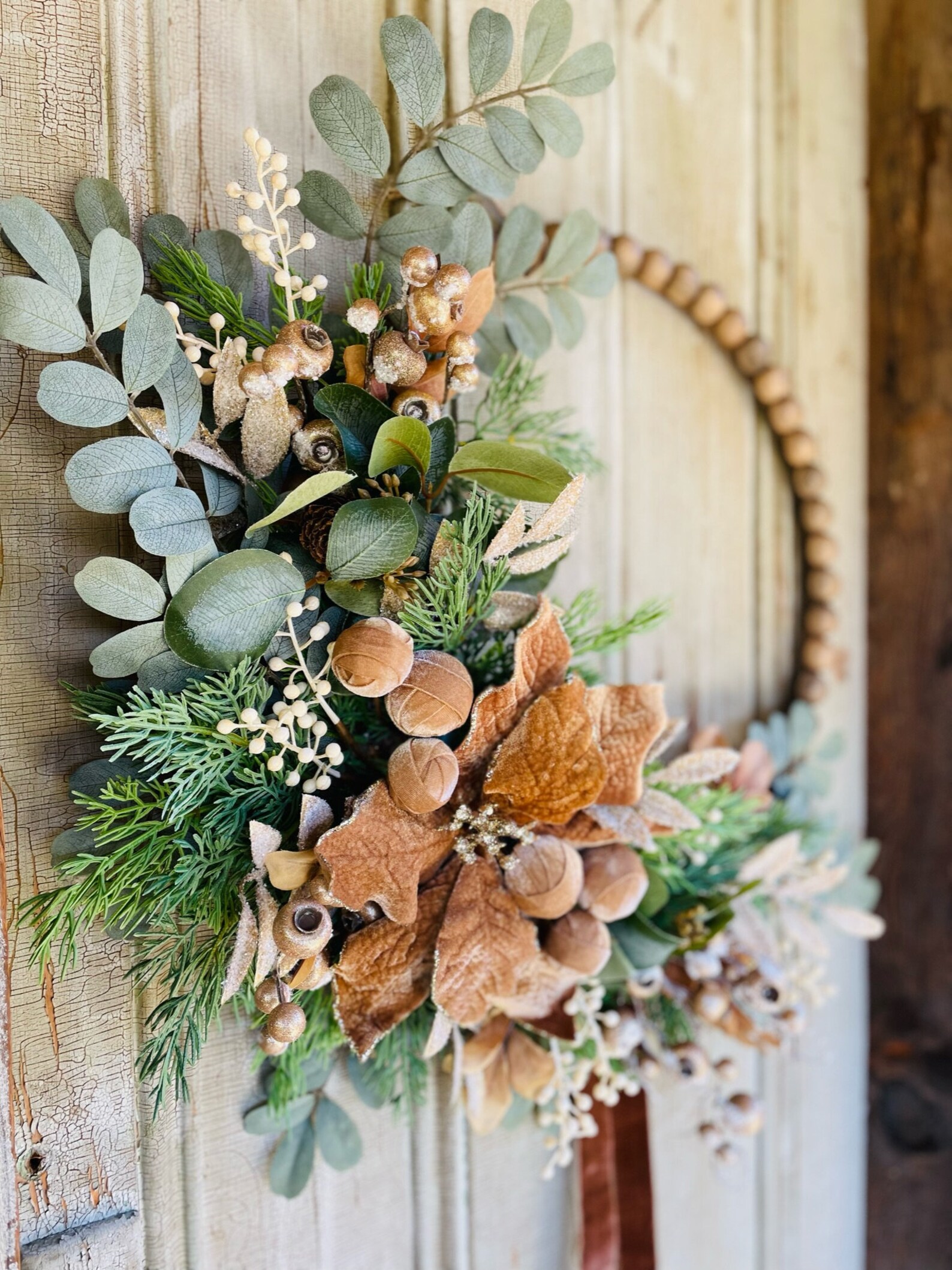 Beaded Winter Neutral Wreath, Home Decor Wreath, Hostess Gift - Etsy