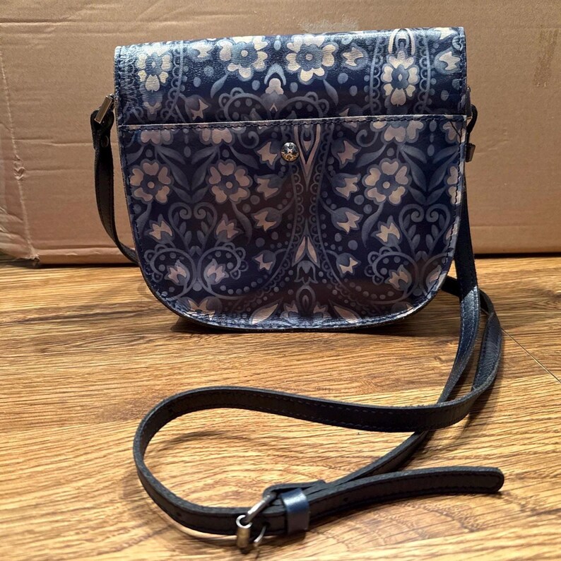 Patricia Nash Brinlee Crossbody Saddle Bag, Blue Floral, Paisley ...