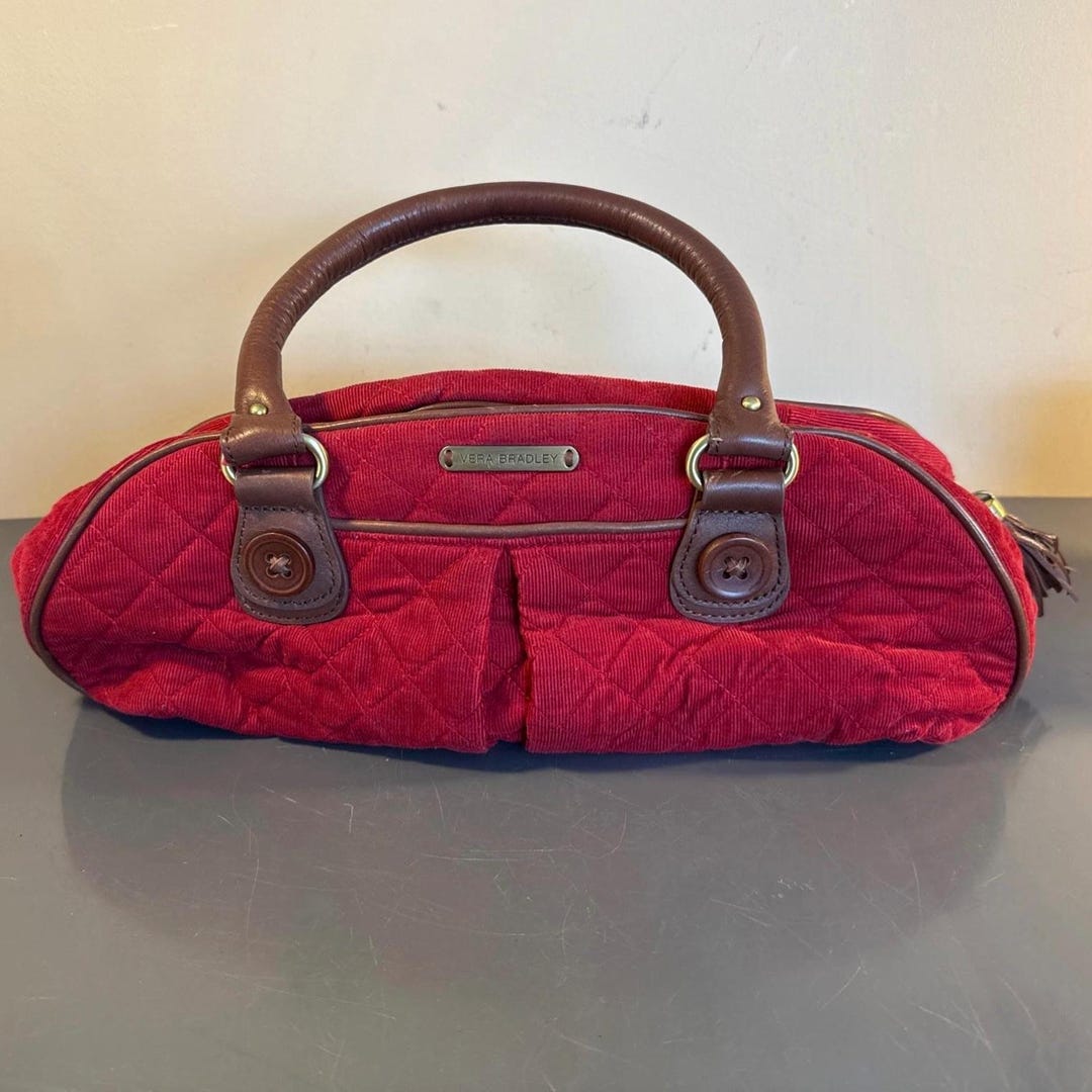 Vera Bradley Red Quilted Corduroy Canyon Collection, Hand Bag Purse ...