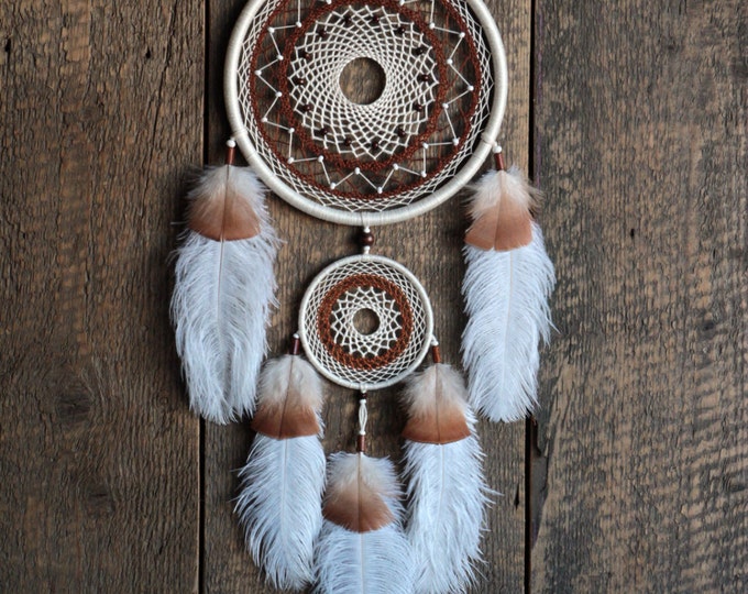 Blanco sueño catcher/blanco y marrón neutro dreamcatcher dreamcatcher ...