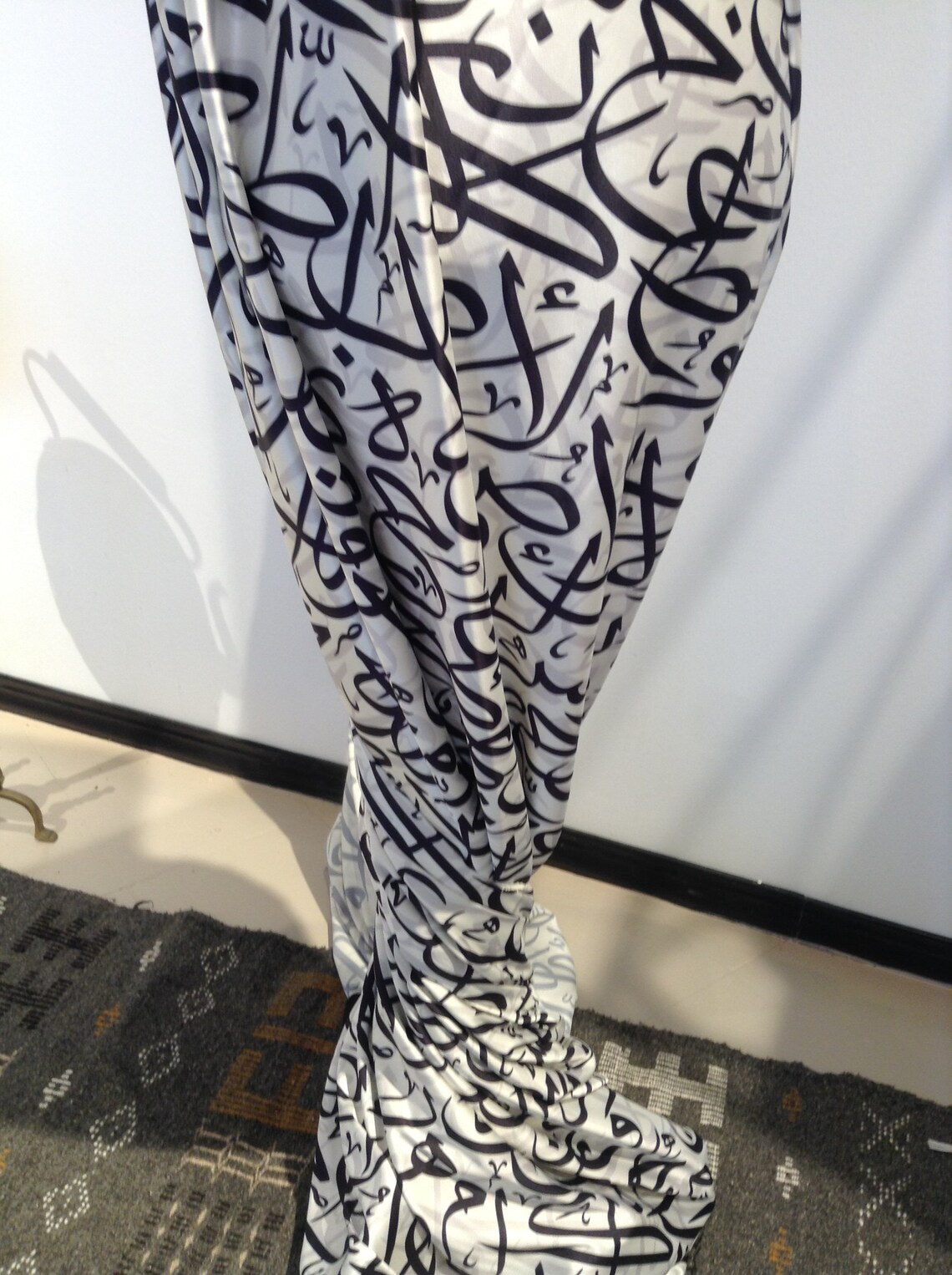 Arabic Calligraphy Design White Fabric Satin Clothing Light Weight ...