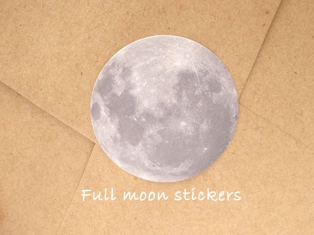 Moon stickers Japanese stationery Full moon decor | Etsy