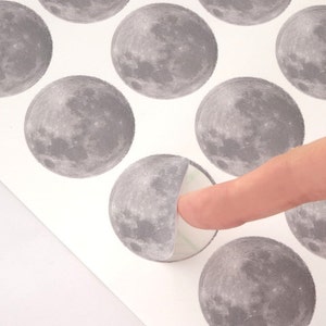 Moon stickers Japanese stationery Full moon decor | Etsy