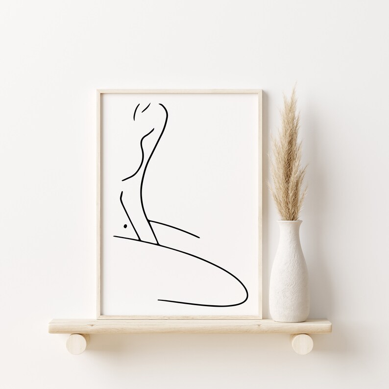 Female Body Line Art Print Fashion Feminine Line Drawing Etsy