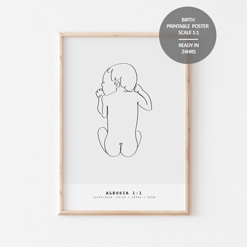 PRINTABLE CUSTOM BIRTH Poster Newborn Illustration in Scale | Etsy ...