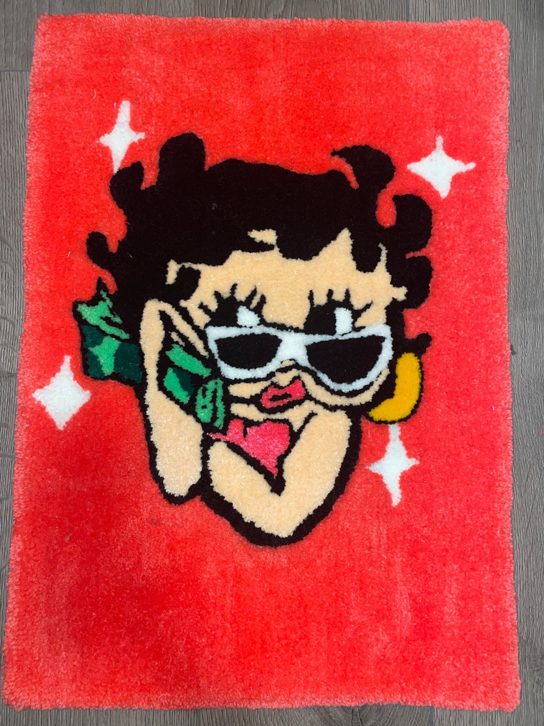 Handmade Betty Boop Rug: Pink Acrylic Yarn Art (16x23”) - Etsy
