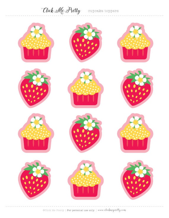 Free Printable Strawberry Shortcake Cupcake Toppers
