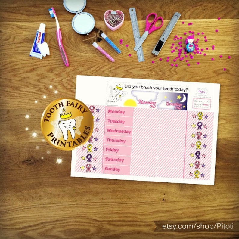 Teeth Brushing Chart for Girls Printable Reward Chart - Etsy