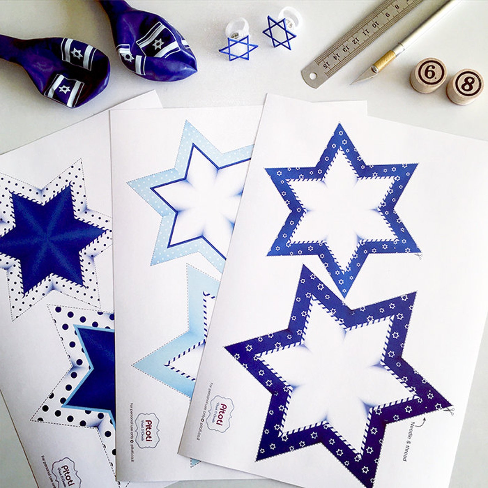 Stars Garland Printable Star of David Garland Printable | Etsy