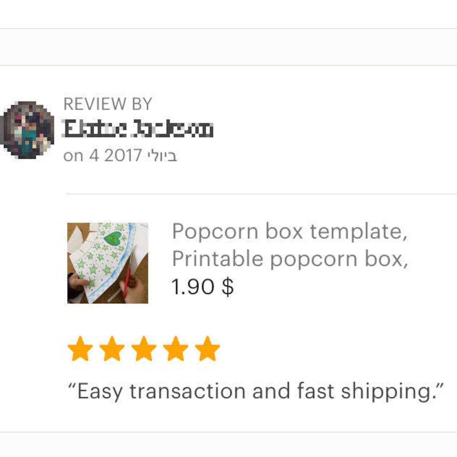 Popcorn Box Template Printable Popcorn Box Printable Movie - Etsy