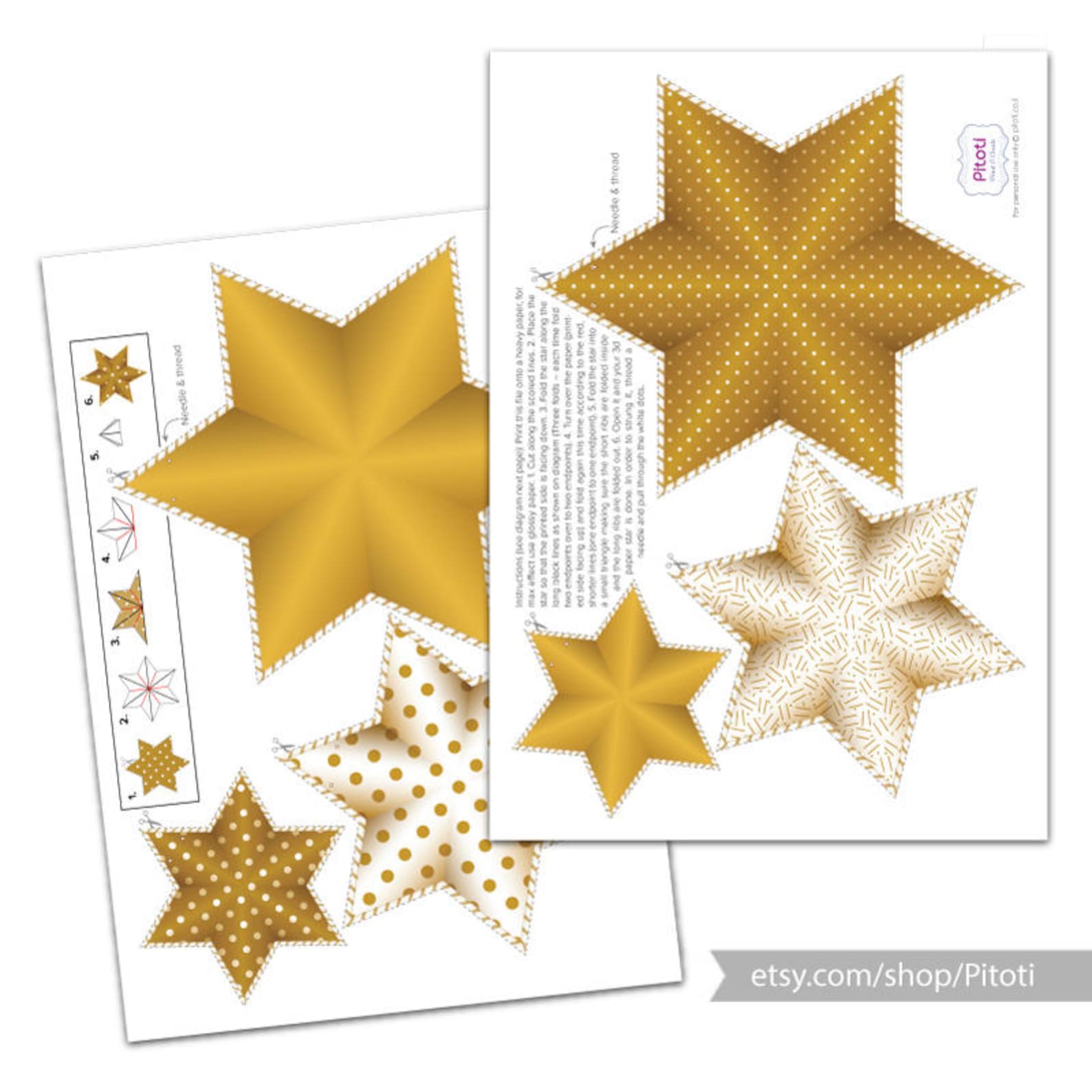 Gold Star Garland Gold Party Decor Printable Party Decor - Etsy