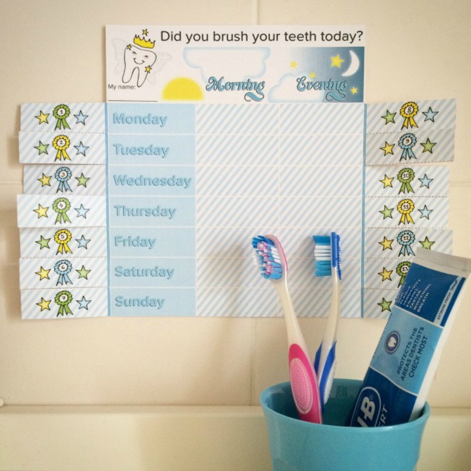 Teeth Brushing Chart for Girls, Printable Reward Chart, Instant ...