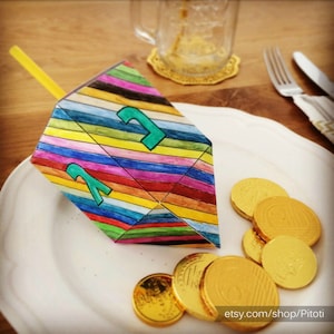 Hanukkah Dreidel Paper Craft for Kids, Printable Dreidel Template to ...