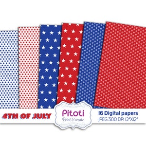 4th of July Digital Paper, July 4th Digital Paper, Fourth of July ...