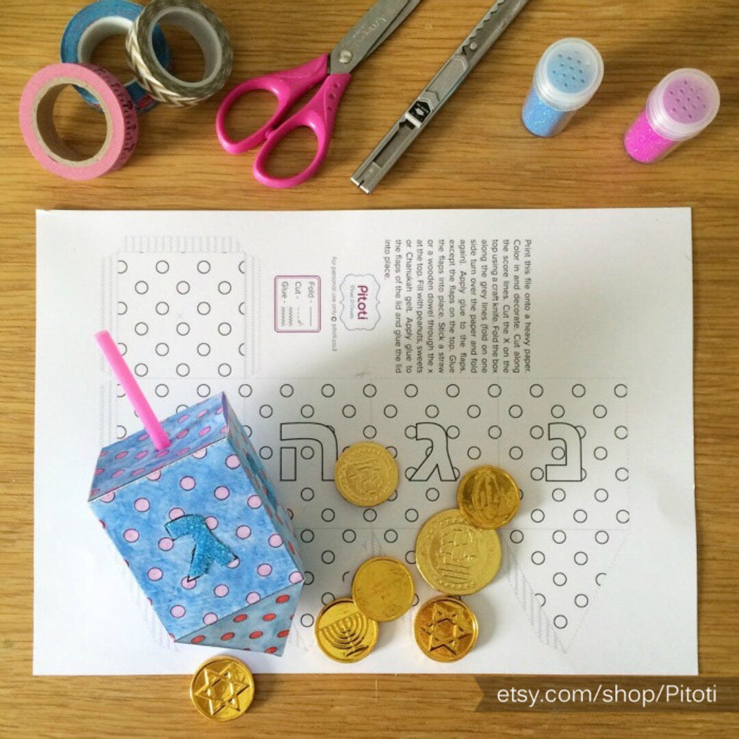 Hanukkah Dreidel Paper Craft for Kids, Printable Dreidel Template to ...