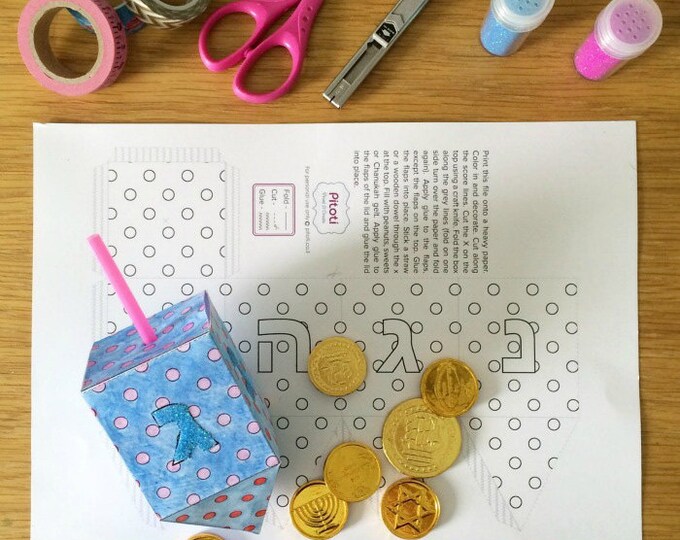Turquoise Dreidel Papercraft Template-sweets Gift Package-printable ...