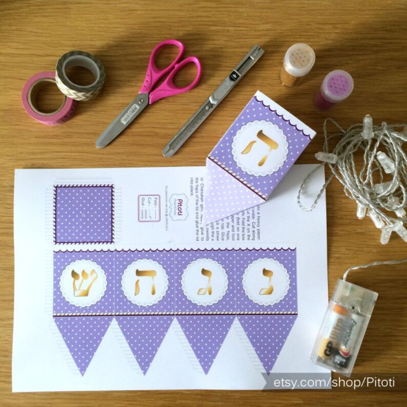 Hanukkah Dreidel Printable Dreidel Template To Creat 3D Paper Etsy