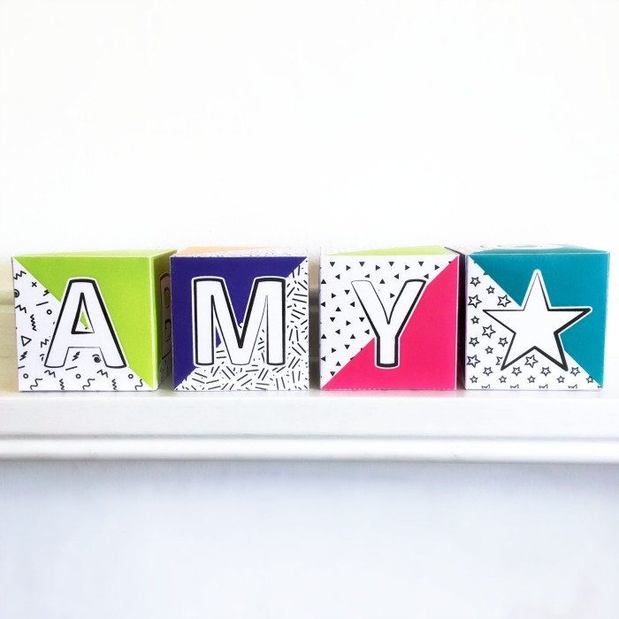 Baby name blocks Printable letter blocks for Nursery abc | Etsy