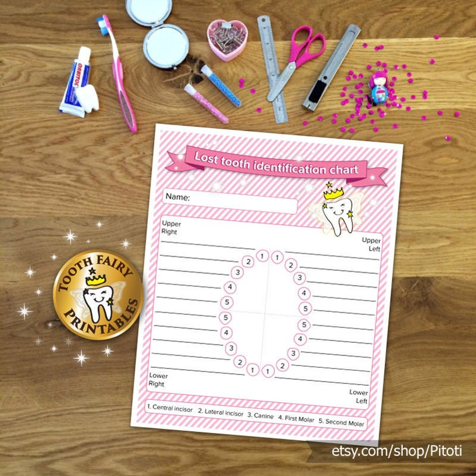 Lost Tooth Chart Tooth Fairy Printables Child Tooth Chart - Etsy
