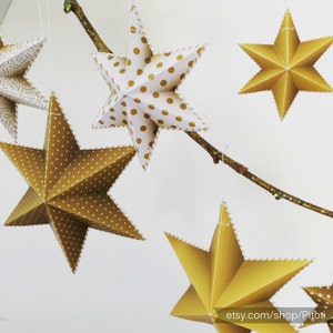Gold Star Garland, Gold Party Decor, Printable Party Decor, DIY Party ...