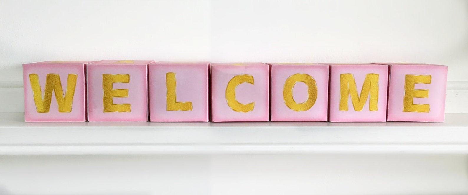 Wedding Decor Wedding Welcome Sign Pink and Gold DIY Wedding - Etsy