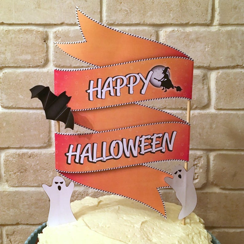 Halloween Cake Topper, Printable Halloween Decor, Halloween Ghost and ...