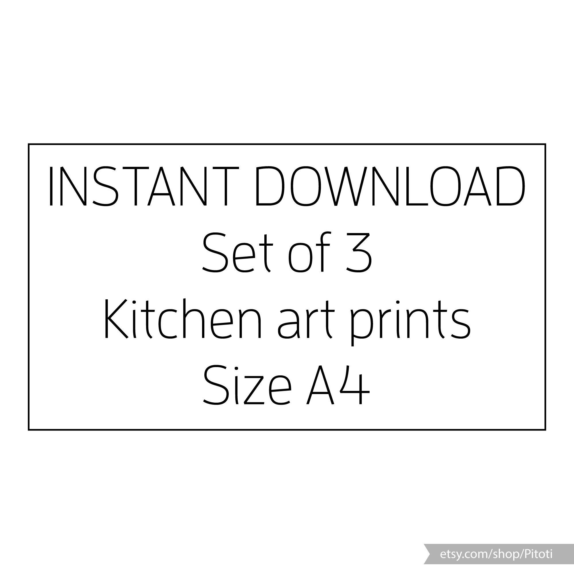 Set of 3 prints for kitchen Kitchen Printable Art Kitchen | Etsy