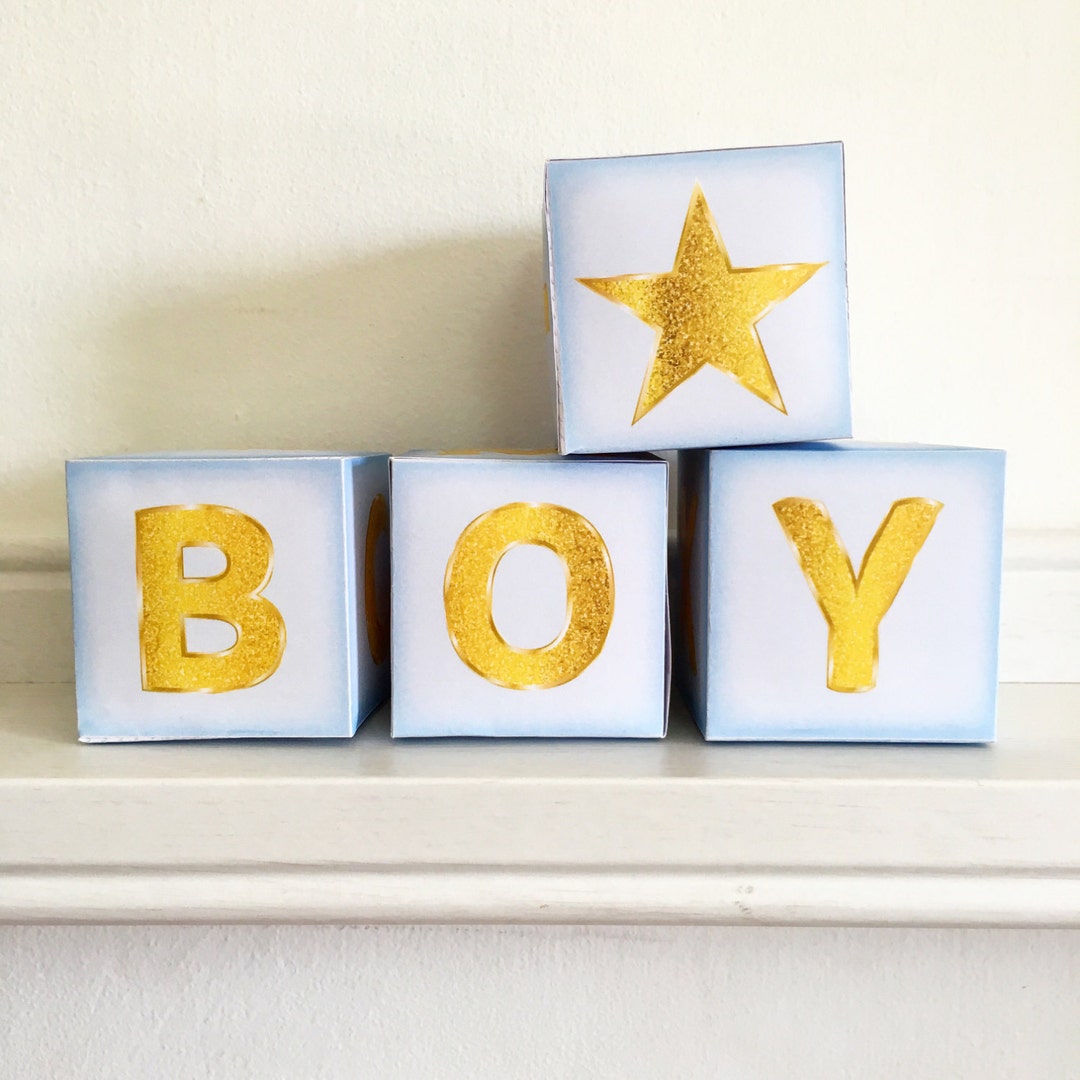 Name Blocks, Baby Boy Nursery Letter Blocks, Printable Blue Name Blocks ...