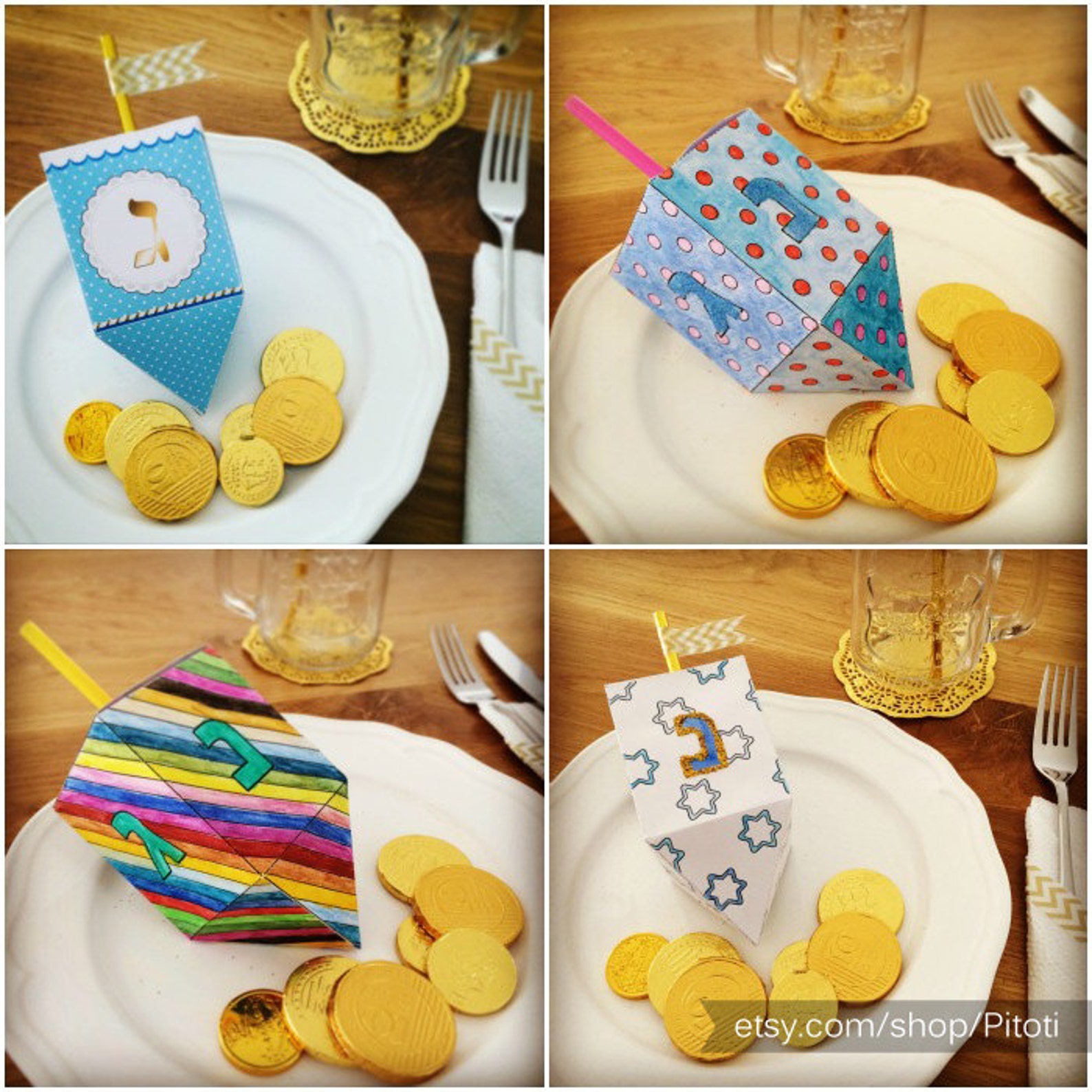 Hanukkah Dreidel Printable Dreidel Template to Create 3D - Etsy Israel