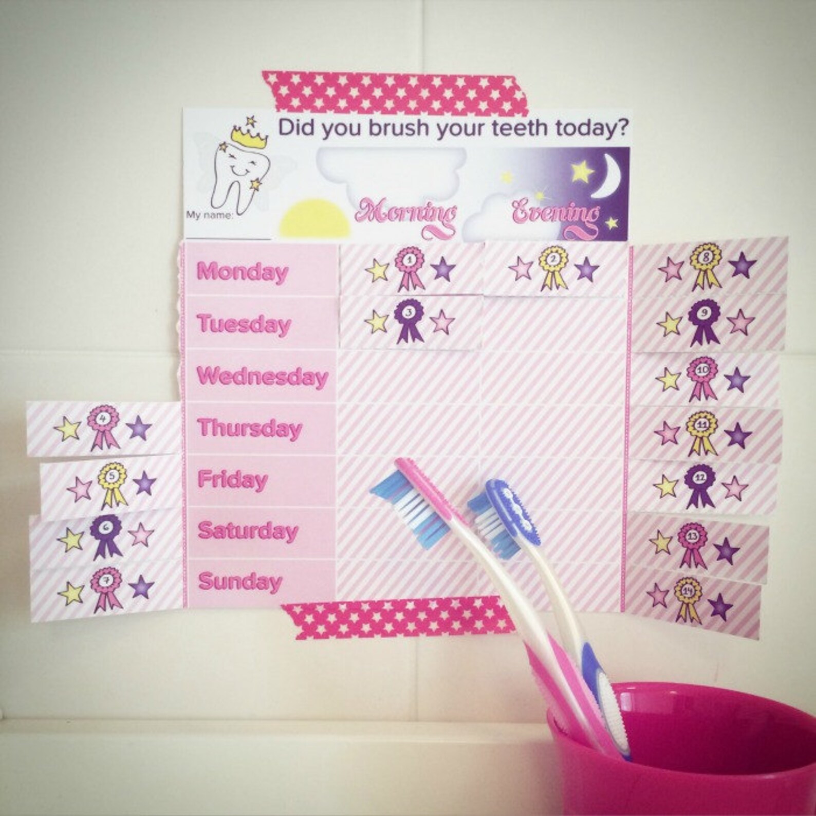 Teeth Brushing Chart for Girls Printable Reward Chart - Etsy