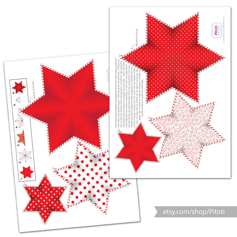 Party Decor Printable Party Decoration DIY Star Garland Red - Etsy