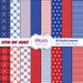 4th of July Digital Paper Pack, Stars and Stripes, Digital Scrapbooking ...