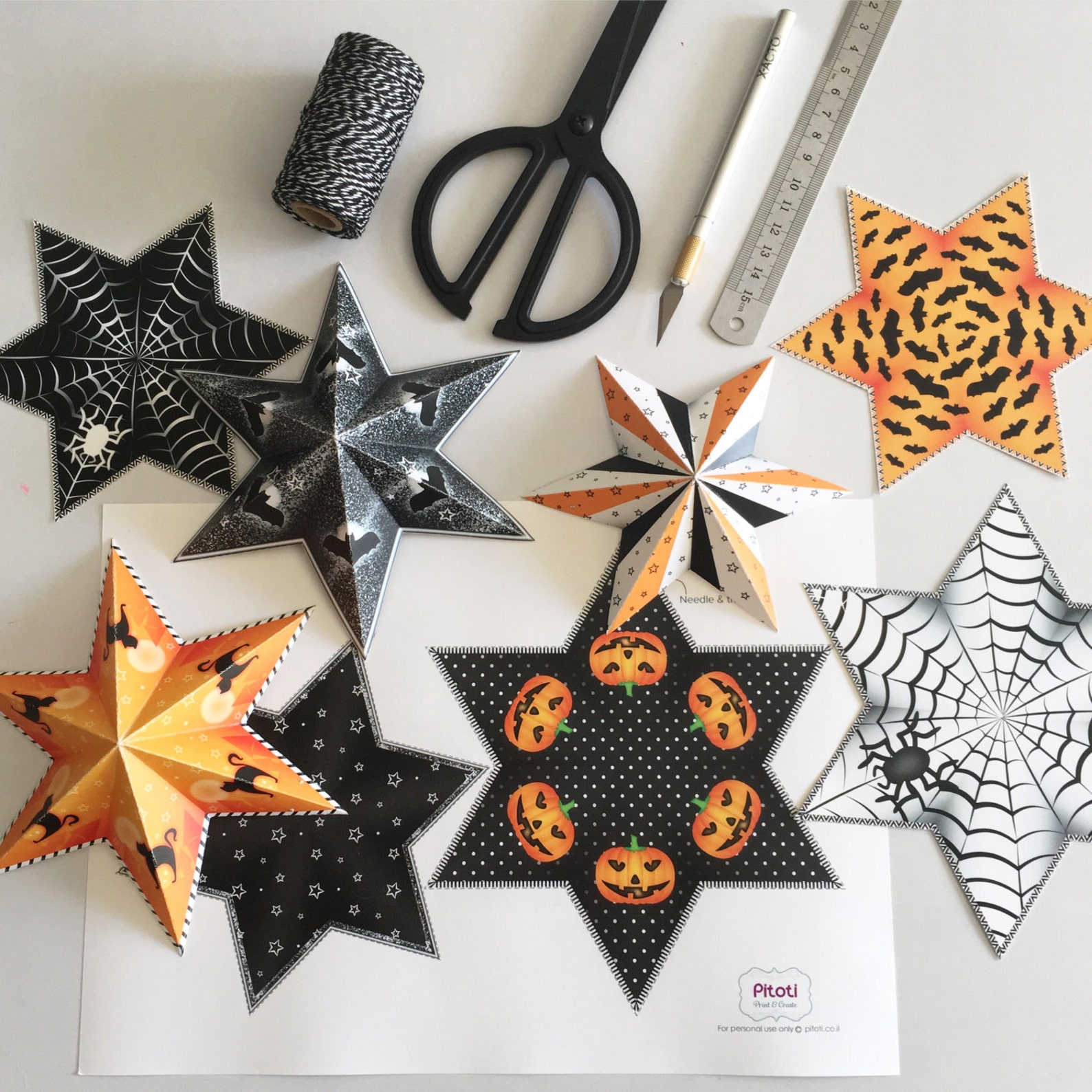 Printable Halloween Decoration, Printable Halloween Stars Garland, DIY ...