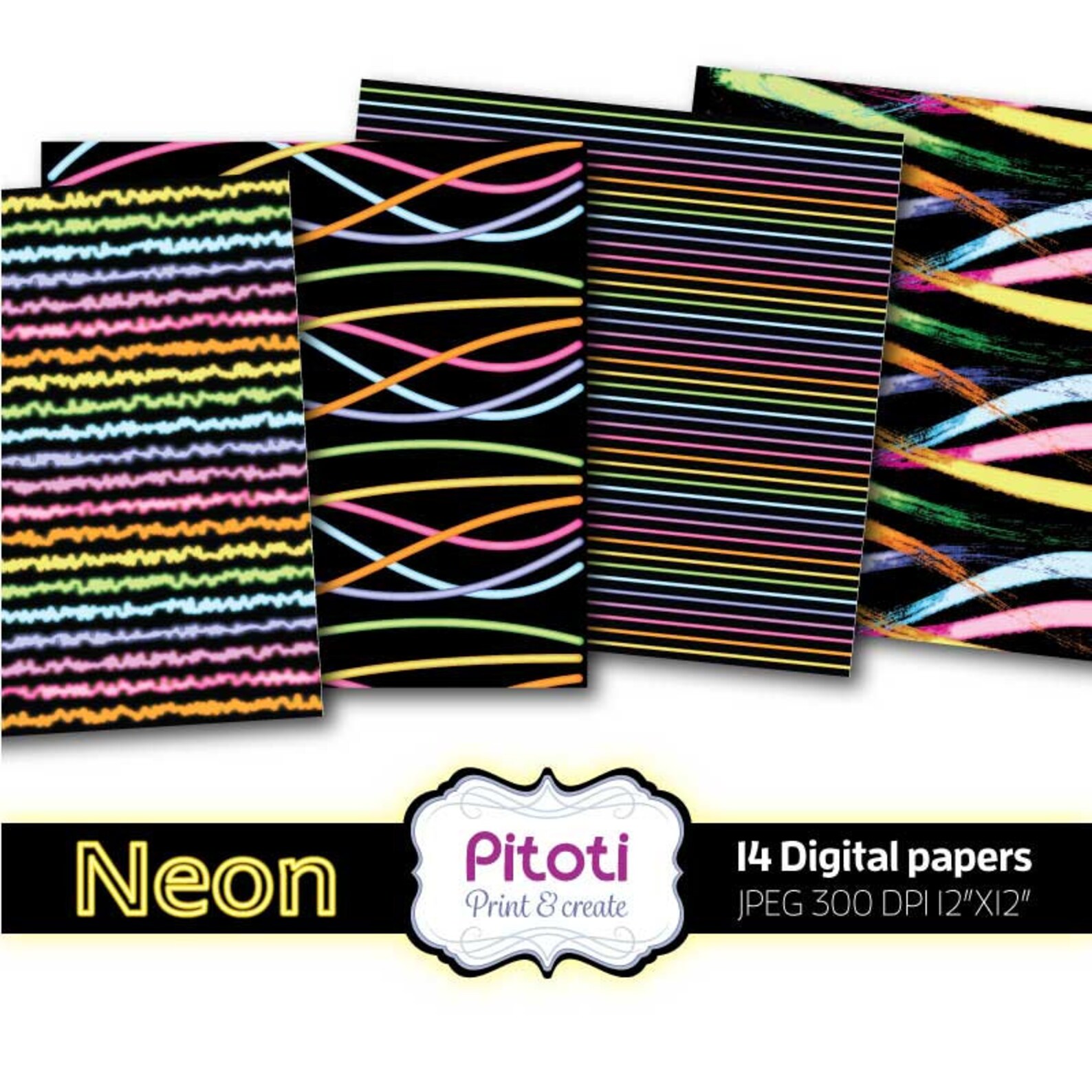 Digital Paper Pack Neon Digital Scrapbook Paper Neon Digital - Etsy Israel