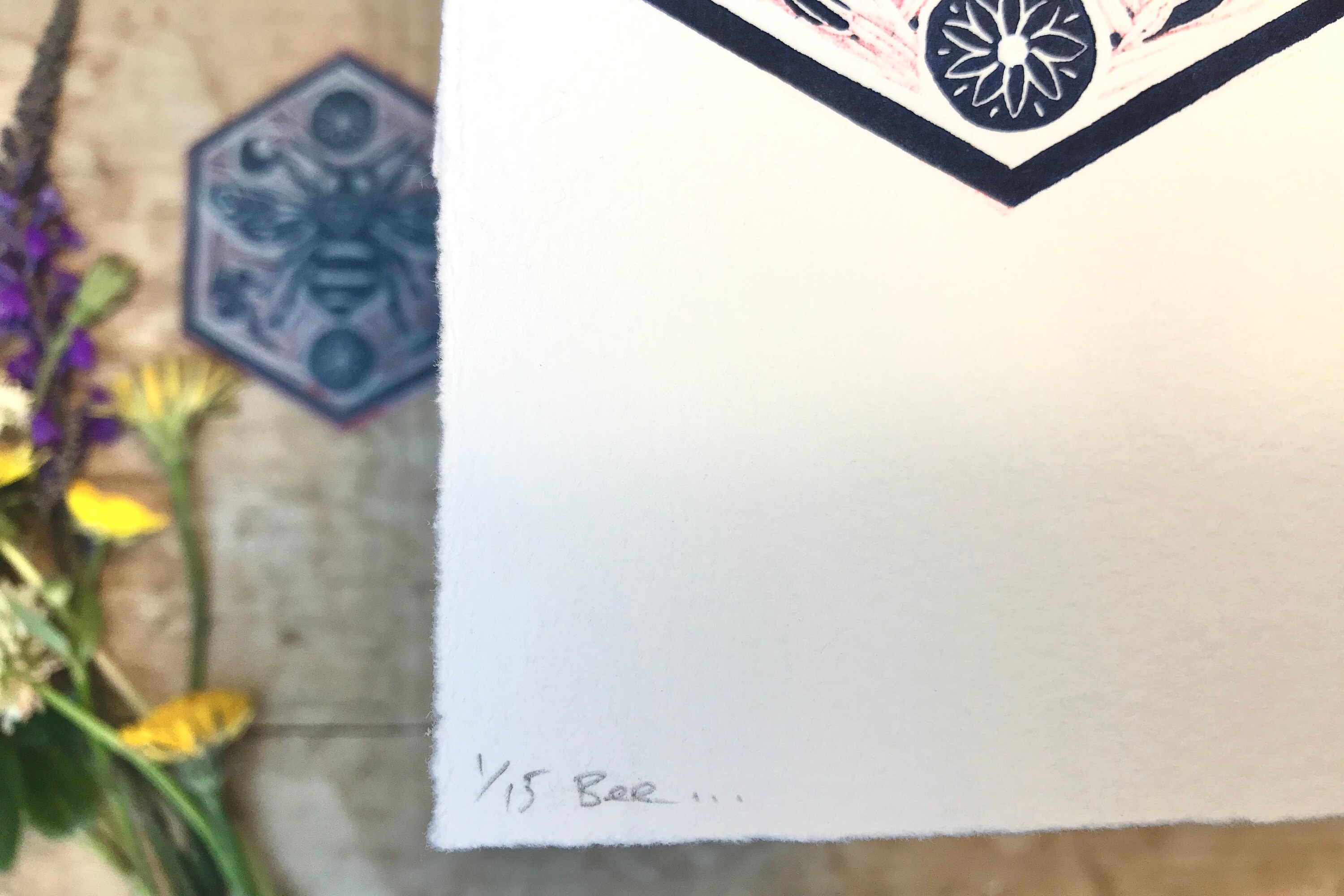 Bee linocut-bee print-handprinted-hand carved-editioned Lino | Etsy