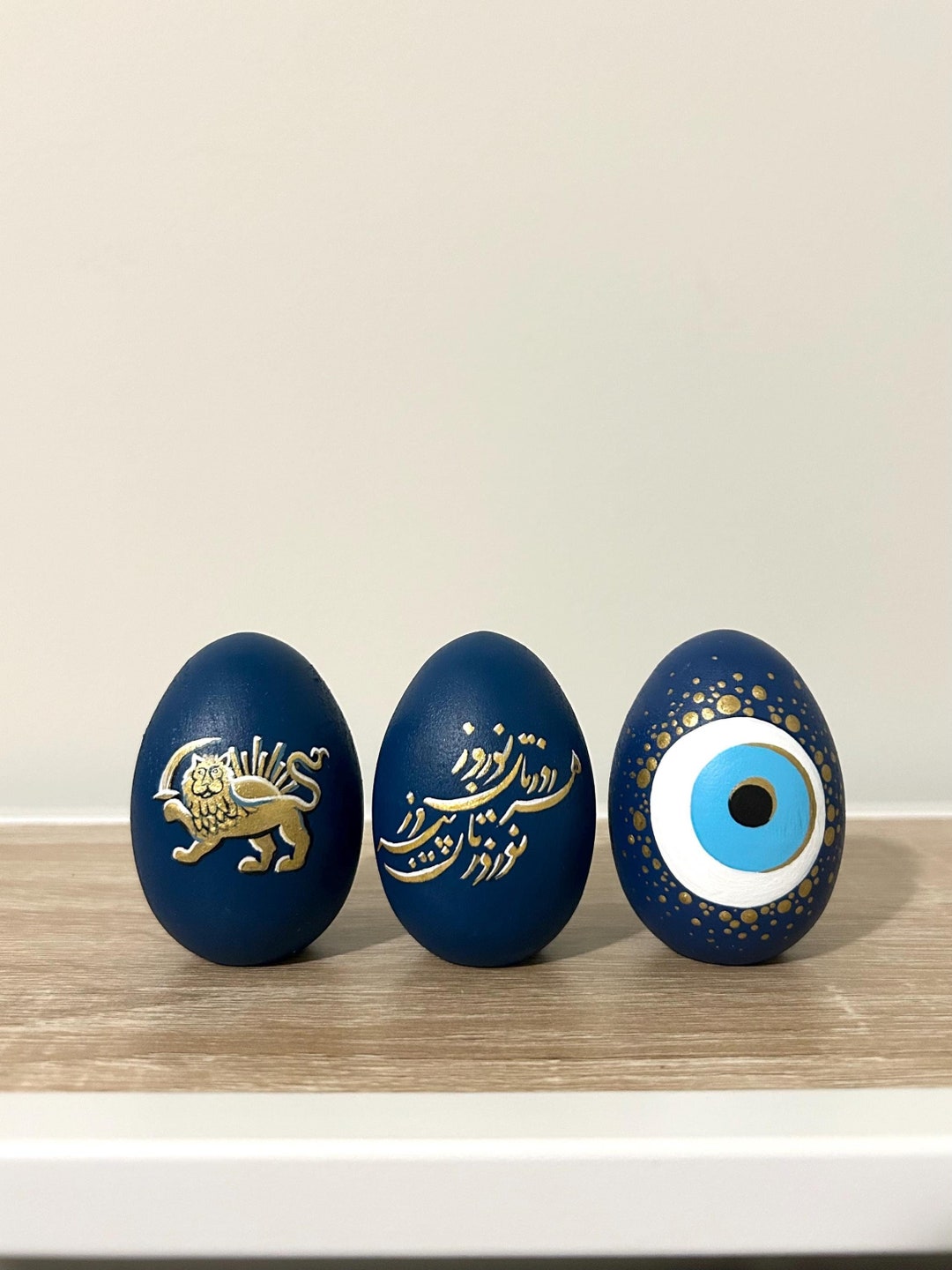 Set (3), Norooz Eggs, Norooz, Wooden, Persian New Year Egg, Haft Sin ...