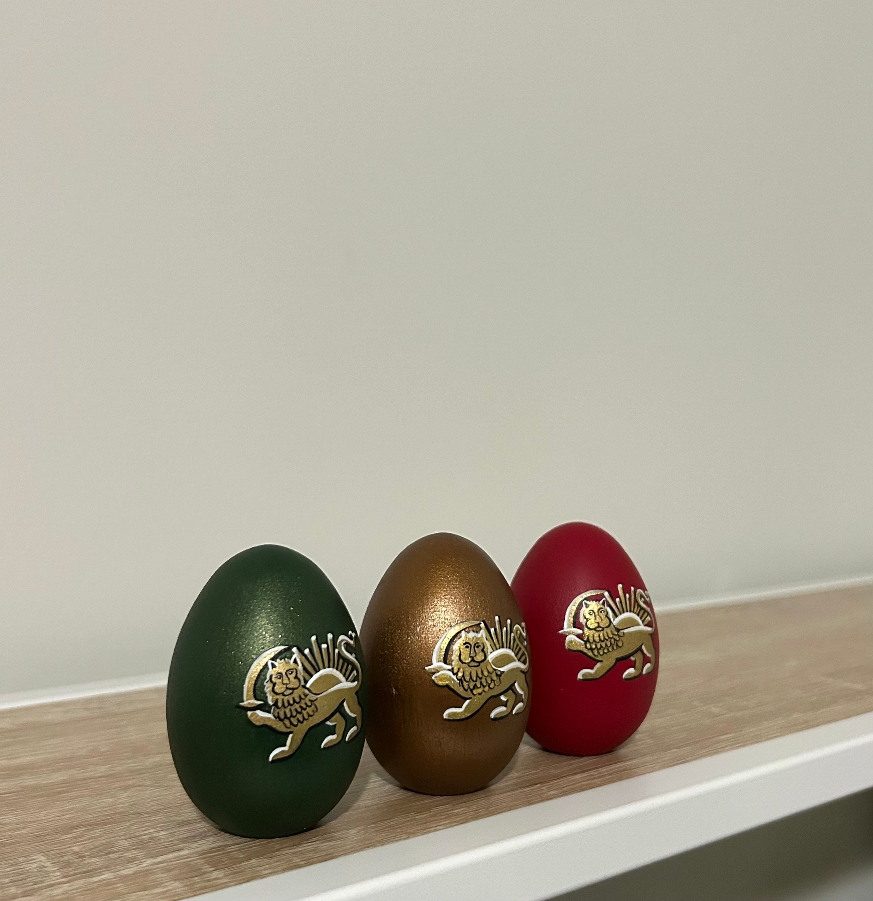 Set of 3 Shir O Khorshid, Wooden Eggs, Shiro Khorshid, Persian Flag ...