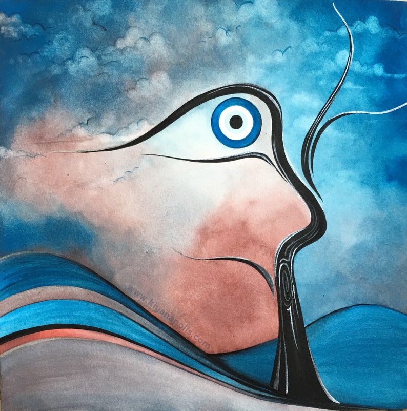 Evil Eye Painting Persian Art Abstract Watercolour Painting - Etsy