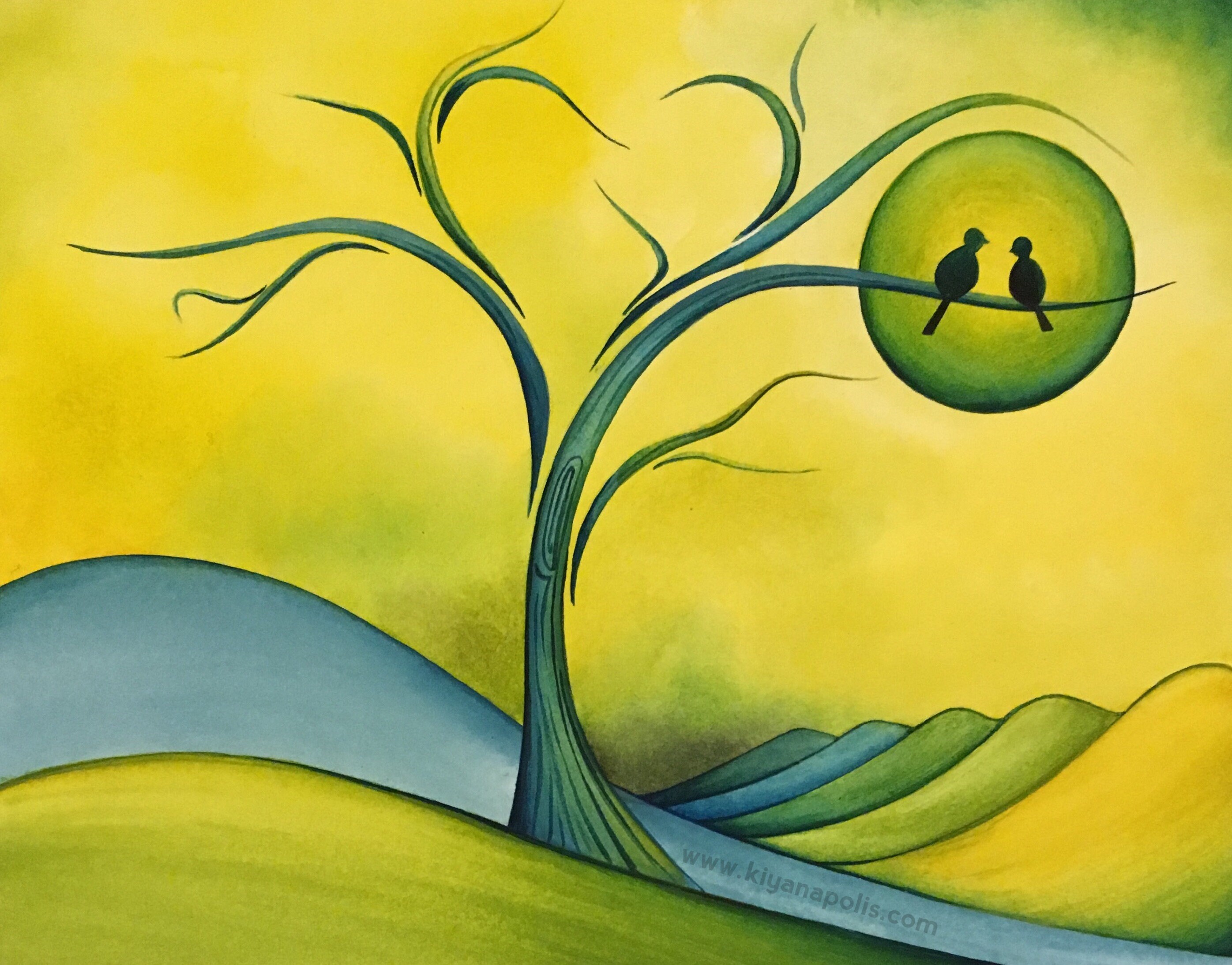 Abstract Paintings Of Love Birds