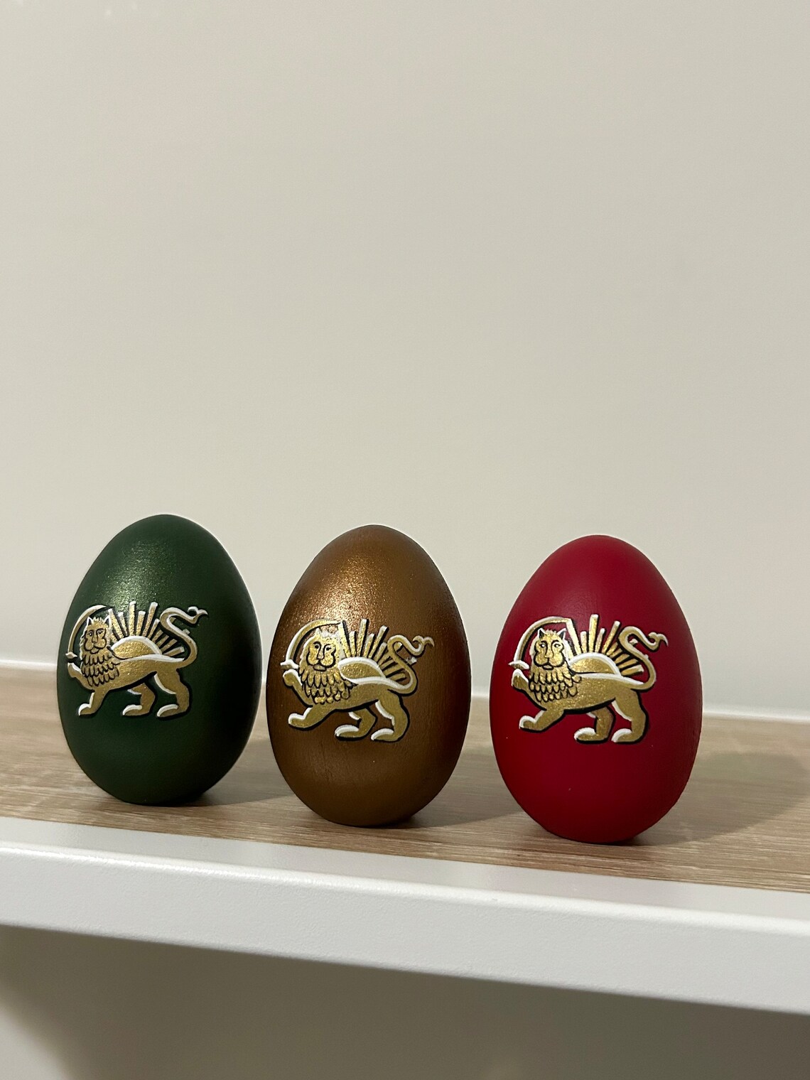 Set of 3 Shir O Khorshid, Wooden Eggs, Shiro Khorshid, Persian Flag ...